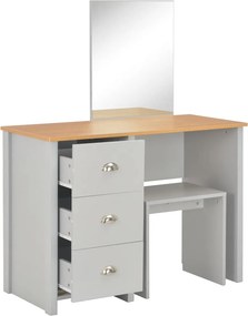 Toaletní stolek se zrcadlem a stoličkou šedý 104 x 45 x 131 cm 283744