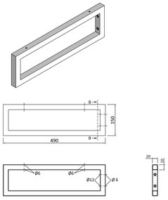 Sapho, Podpěrná konzola 490x150x20mm, lakovaná ocel, černá matná, 30360