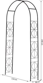 Outsunny Kovový Růžový Oblouk pro Šplhající Rostliny Zahradní Oblouk s Ostrým Vrcholem Kovová Konstrukce Obelisk pro Růže 114 x 30 x 230 cm Černý