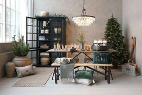 Černý antik lustr s kapkovitými krystaly Versailles - 90*59cm/ E14/ 40W