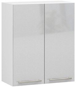 Horní kuchyňská skříňka Ozara W60 H720 (bílá + metalický lesk). 1071201