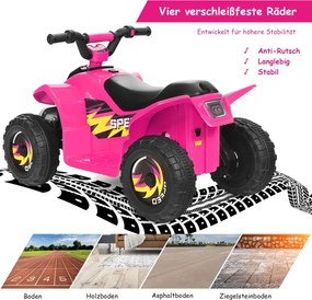Costway Kočárek Mini Electric Quad 6 V Bateriový Quad 2,8-4,6 km/h, růžový