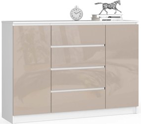 Komoda K140 2D4SZ bílá/cappuccino lesk