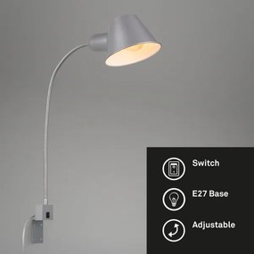 Briloner 2079-014 - Nástěnná flexibilní lampa 1xE27/10W/230V stříbrná