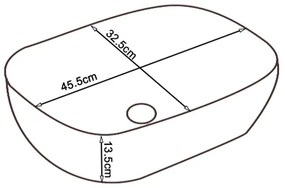 BPS-koupelny Keramické umyvadlo na desku HYD-MO-MAR5-455 45,5x32,5 cm, černý mramor