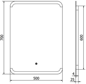 Mexen Nida, LED koupelnové zrcadlo s podsvícením 50x70 cm, 6000K, ochrana proti zamlžování, 9806-050-070-611-00