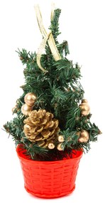 Vánoční stromek s mašlí zlatá, 20 cm