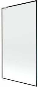 Mexen Next L, 1-křídlová vanová zástěna 100 x 150 cm, 6mm čiré sklo-černý vzor, ​​6mm čiré sklo, profil broušená ocel, 895-100-000-03-70-97