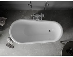 Mexen Retro, volně stojící vana 150 x 73 cm, bílá, chromové nohy, 53251507300-00
