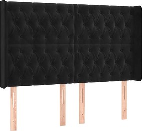 Čelo postele typu ušák černé 147x16x118/128 cm samet 3119966