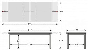 DOPPLER Hliníkový stůl rozkládací EXPERT 220/280x100 cm (antracit)