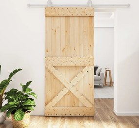 vidaXL Posuvné dveře s kováním 95 x 210 cm masivní borové dřevo [3203120]