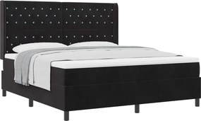 Postel s boxspringem s matrací s čelo Černá 180 x 200 cm samet 3341968