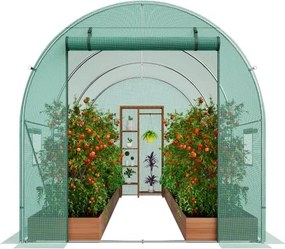 Walk-in tunelový skleník 2,92 × 1,96 × 1,9 m pozinkovaný rám PE kryt zelený