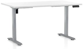 Výškově nastavitelný stůl OfficeTech B, 140 x 80 cm - černá podnož Barva: Bílá