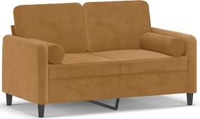 2místná pohovka s polštáři hnědá 120 cm samet 3200878