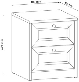 Noční stolek REL SN | 40 cm | bílá | lamino o síle 18 mm + ozdobné MDF lišty 18 mm