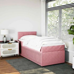 Box spring postel s matrací růžová 90x200 cm samet 3289955