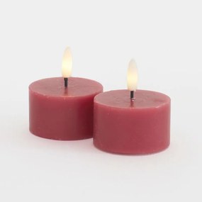 Sada LED čajové svíčky na baterie Sille Tealight, Ø 6 × 3,4 cm, tmavá švestka, z pravého vosku, balení 2 ks