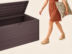 Zahradní úložný box Woody 280L hnědý dekor dřeva voděodolné