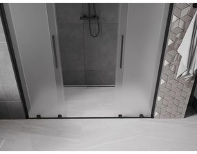Mexen Velar L Duo, posuvné sprchové dveře do otvoru 180 cm, 8mm sklo námraza, černá matná, 871-180-003-32-70