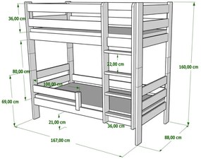 Prckůvsvět patrová postel Gagatek 180x80