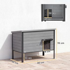 PawHut voděodolný dřevěný kočičí domek se sklápěcí střechou a vyjímatelnou podlahou, 85 x 55 x 70 cm – venkovní / vnitřní úkryt pro 1–2 kočky (až 12 …
