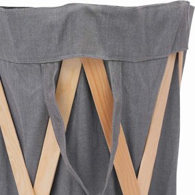 Skládací koš na prádlo šedý dřevo a textil 284228
