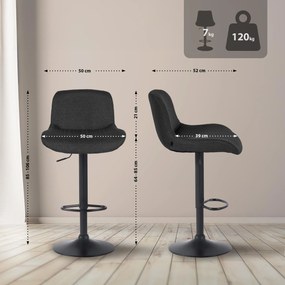 Sada 2 barových židlí Solon černá konstrukce látka
