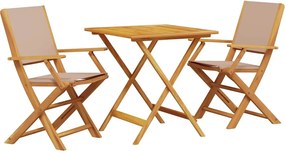3dílný bistro set taupe textil a masivní dřevo 3281882