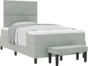 Postel s boxspringem s čelo Světle šedá 190 x 120 cm samet 3344564