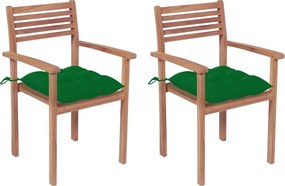 vidaXL Zahradní židle 2 ks podušky masivní teak [3062283] Barva: Zelená