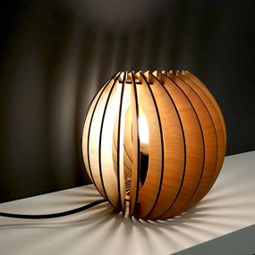 AMADEA Dřevěná stolní lampička kulatá, masivní dřevo, rozměr 22 cm, český výrobek