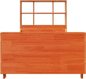Postel s knihovnou bez matrace hnědá 100 x 200 cm masivní dřevo 3323814