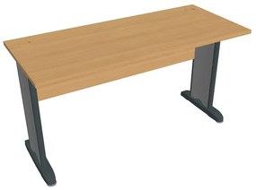Stůl pracovní rovný 140 cm hl. 60 cm - Hobis Cross CE 1400 Dekor stolové desky: buk, Dekor lamino podnože: buk, Barva nohou: černá