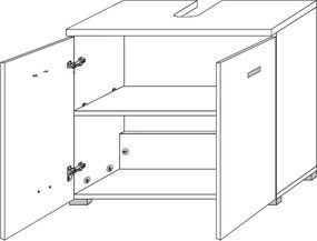 Koupelnová skříňka pod umyvadlo Barolo, dub san remo/lesklá bílá