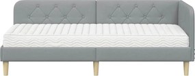 Rohový rám postele Světle šedá 80 x 200 cm textil 3394101
