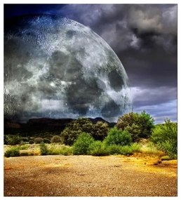 DIMEX | Vliesová fototapeta na zeď Měsíc MS-3-0185 | 225 x 250 cm | šedá, zelená, hnědá