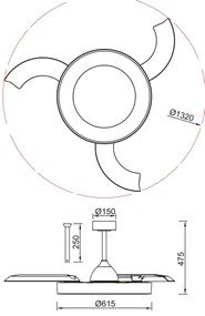 Matra 9057 Niseko L, rozvinovací ventilátor se svítidlem a dálk. ovladačem, LED 40W 2700-5000K, bílá, průměr 61/132cm