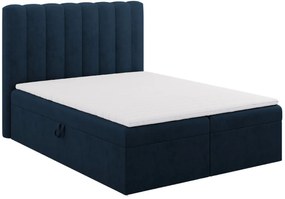 OnaDnes -20% Královsky modrá čalouněná dvoulůžková postel boxspring MICADONI Kelp 180 x 200 cm