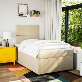 Box spring postel s matrací krémová 120x190 cm textil 3292725