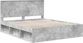 Rám postele s čelo Beton 160 x 200 cm Masivní borové dřevo 3410986