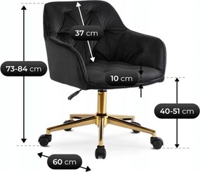 Kancelářské křeslo Skarto Velvet, černá / zlatá