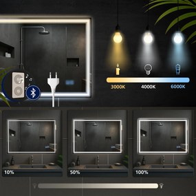 Koupelnové zrcadlo Jaffrey 50x70 s Bluetooth – čiré sklo