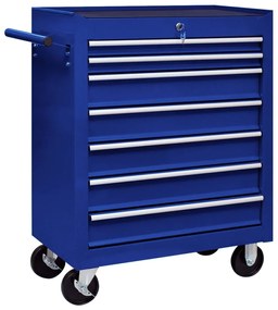 Dílenský vozík na nářadí se 7 zásuvkami modrý,  147173