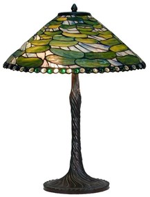 Stolní lampa Tiffany Maikel zeleno modrá s motivem leknínů – 51x75 cm