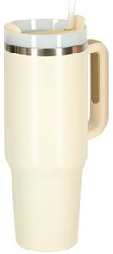 Creative Corner Termohrnek s brčkem a rukojetí termoska 1200ml krémová