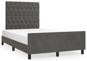 vidaXL Rám postele s čelem tmavě šedý 120 x 190 cm samet