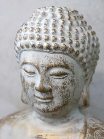 Bílo - zlatá antik dekorace socha Buddha Vittel - 23*17*28cm