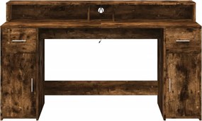 Psací stůl s LED kouřový dub 160 x 55 x 91 cm kompozitní dřevo 3309433